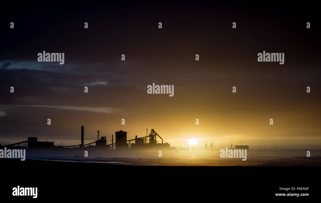 Redcar sunset with industrial background. Redcar is located on the ...
