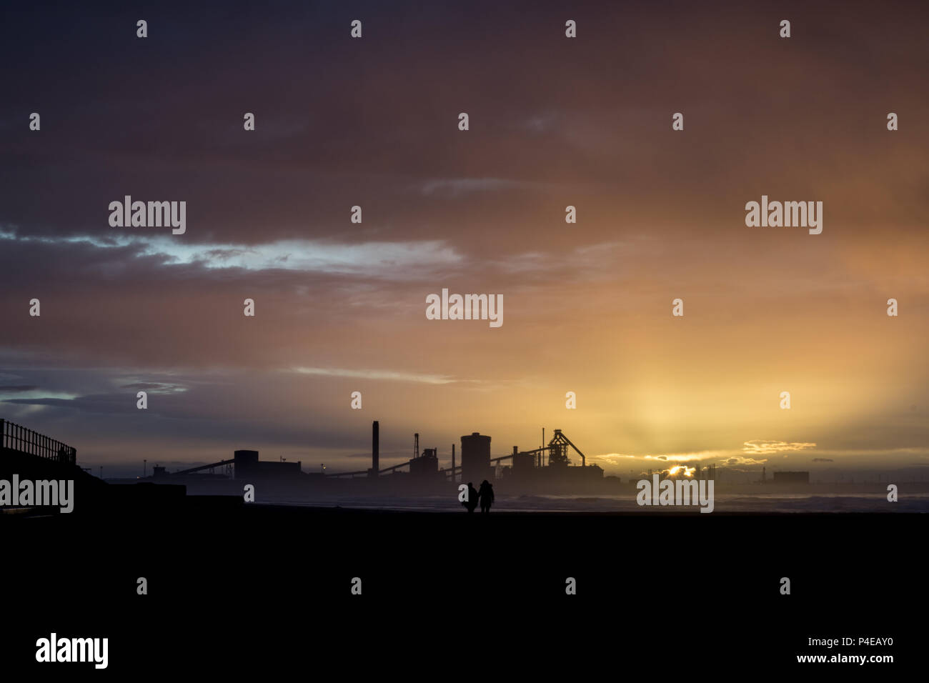 Redcar sunset with industrial background. Redcar is located on the ...
