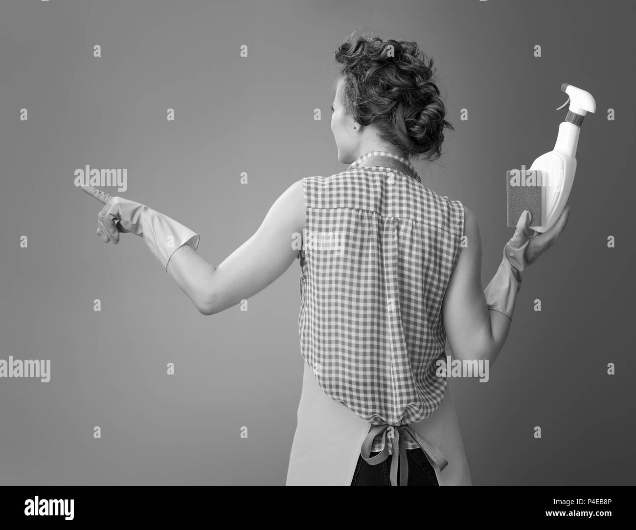 Woman cleaner rear view Black and White Stock Photos & Images - Alamy