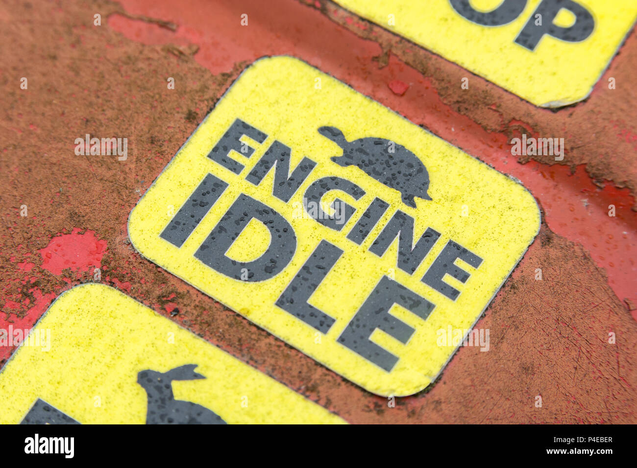 Engine management labels on tractor bodywork. Metaphor for tortoise and ...