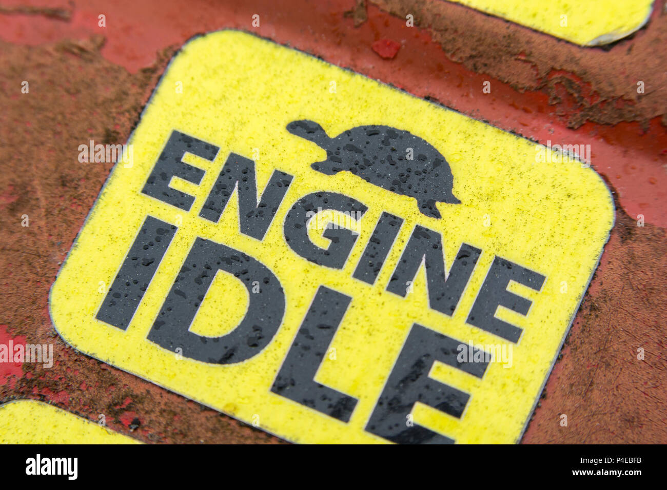 Engine management labels on tractor bodywork. Metaphor for tortoise and ...