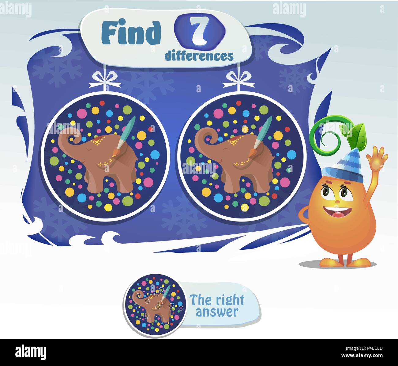 visual game for children and adults. Task to find 9 differences ...