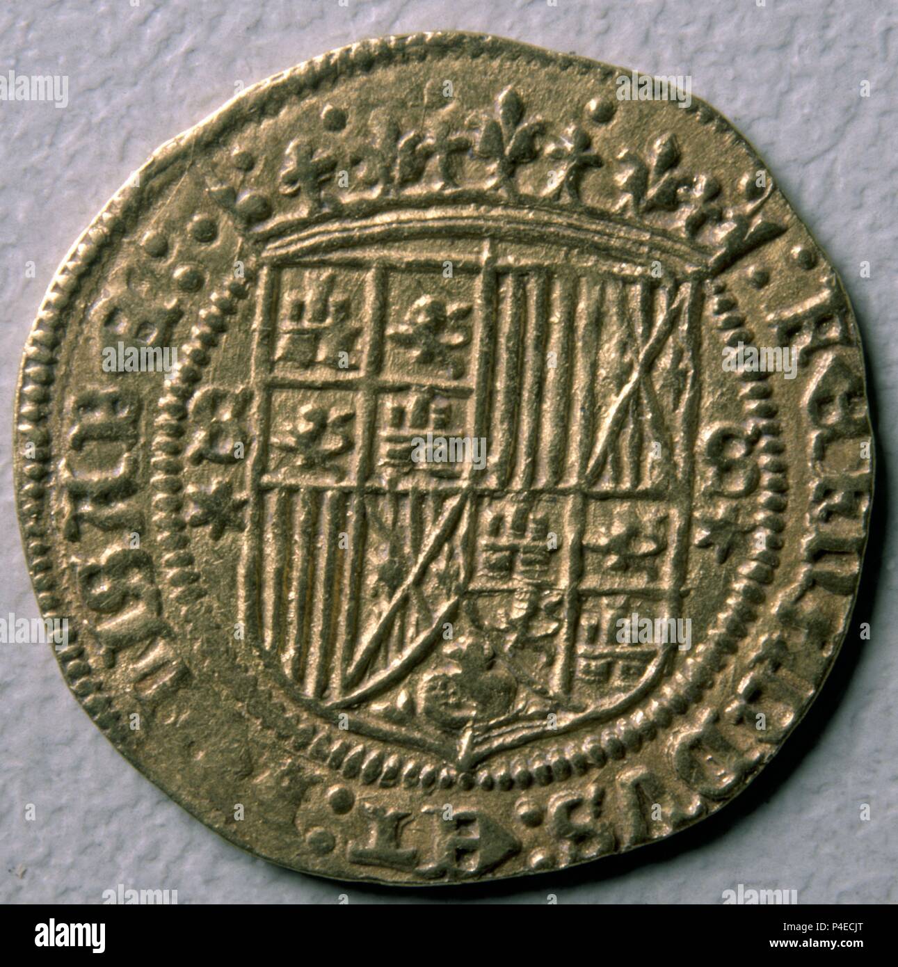 DOBLE CASTELLANO-EXCELENTE DE GRANADA(VITRINA MONEDAS) 21,89 MM-REVERSO ...