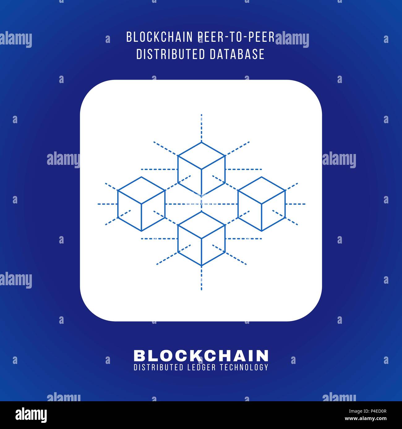Vector Outline Design Blockchain Peer To Peer Distributed Database Principle Explain Scheme