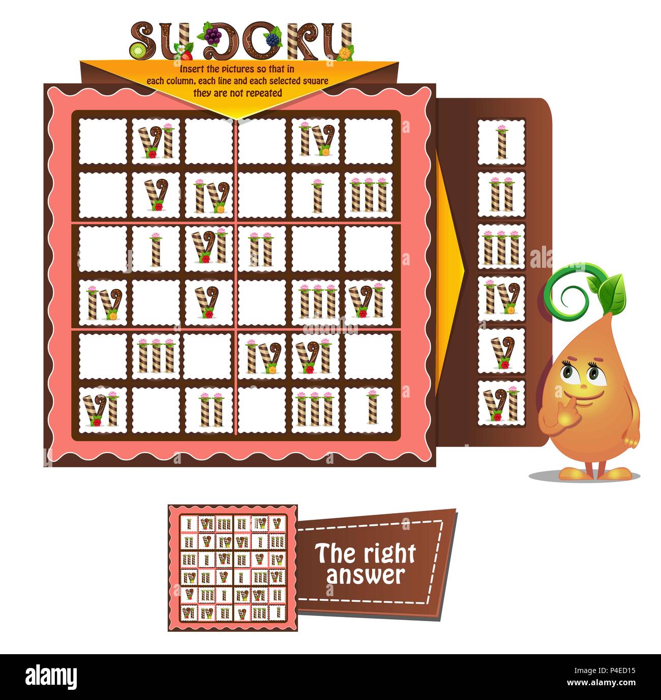 Sudoku game for children and adults with candles. Kids activity sheet ...