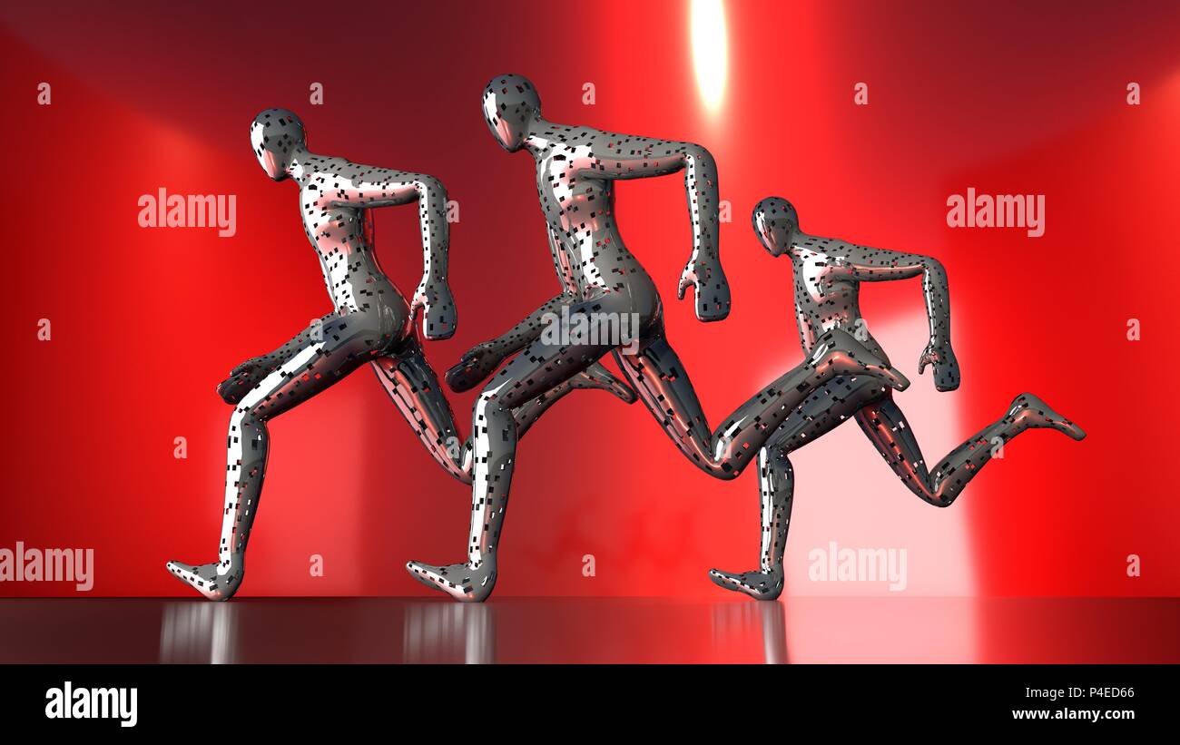 Computer graphics of running men | usage worldwide Stock Photo - Alamy