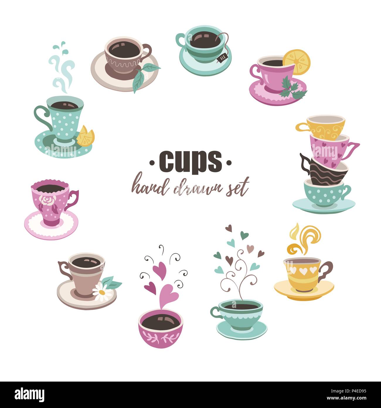 Breakfast cake cup tea Stock Vector Images - Alamy