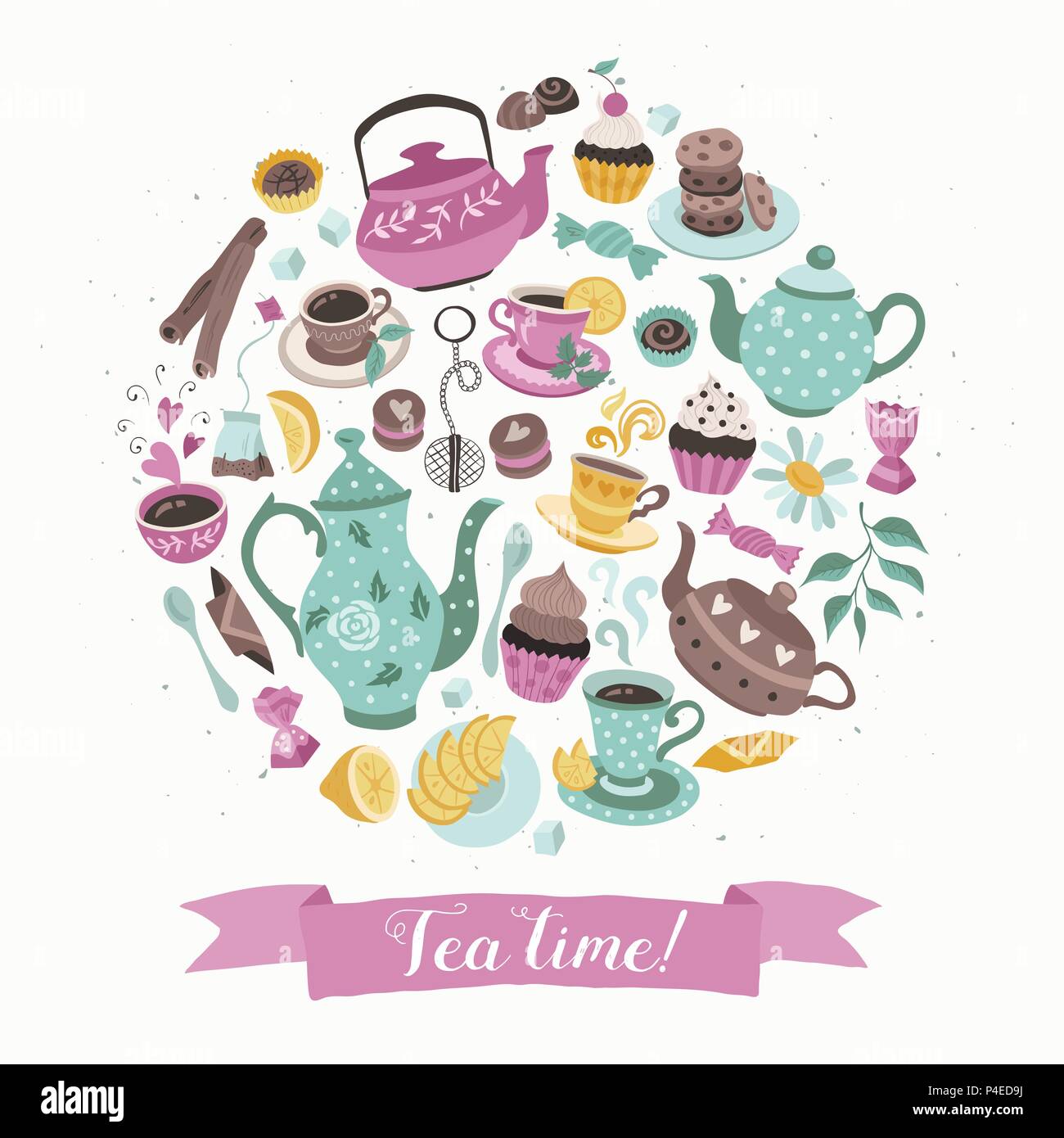 tea circle poster Stock Vector Image & Art - Alamy