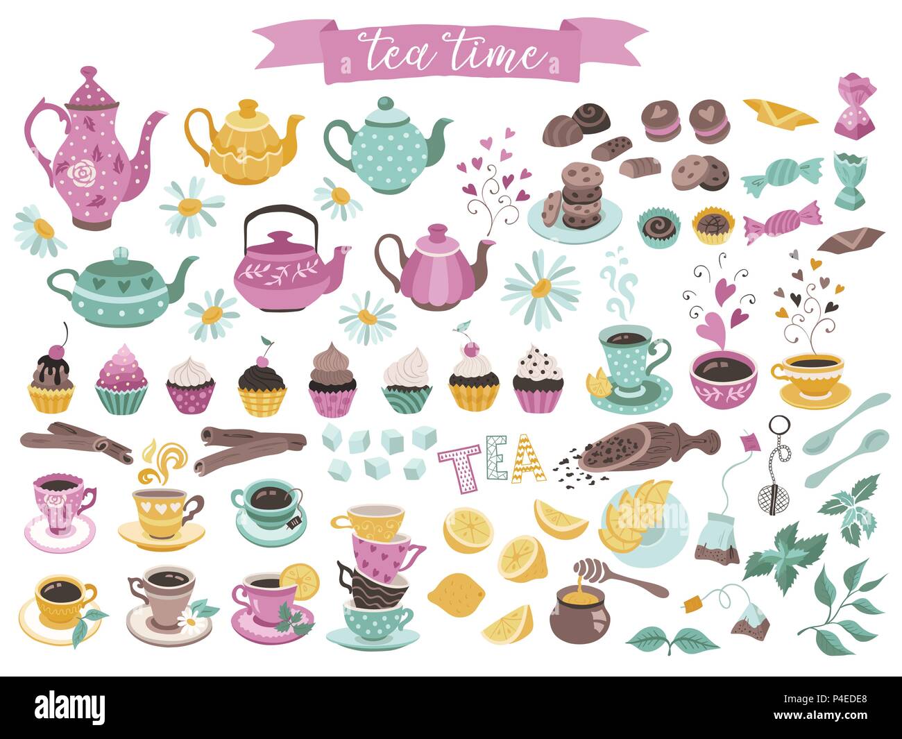 tea time vector icons Stock Vector Image & Art - Alamy