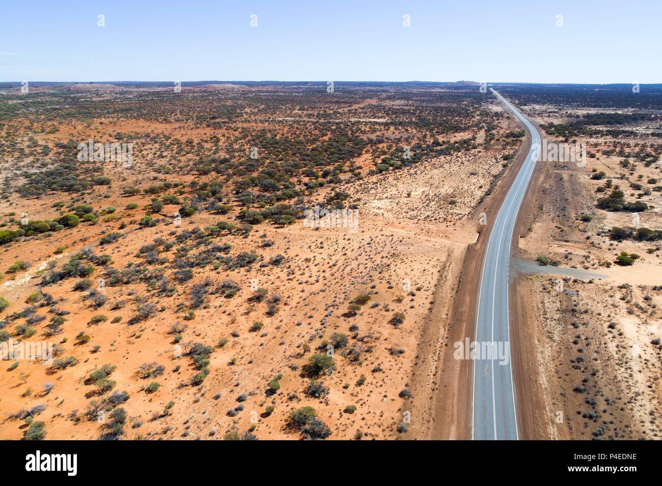 Aerial view of the great northern highway in red landscape, Eastern ...