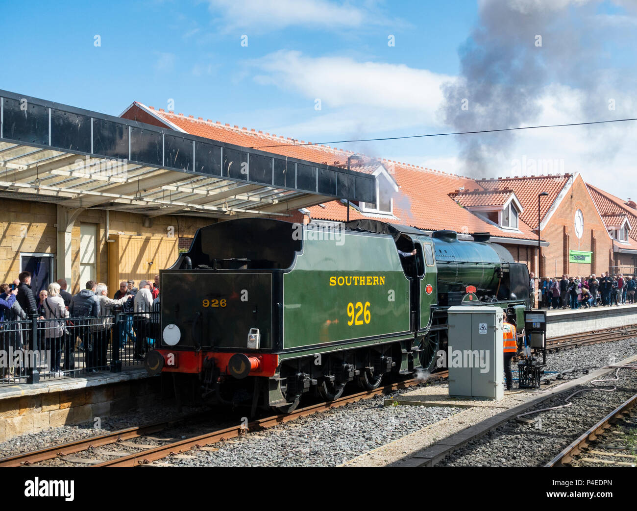 Repton 926 steam train at Whitby station. North York Moors Railway ...