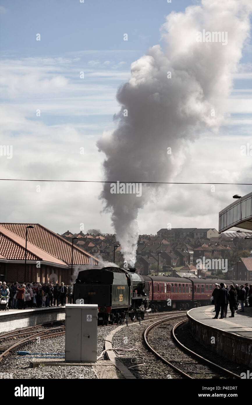 Repton 926 steam train at Whitby station. North York Moors Railway ...