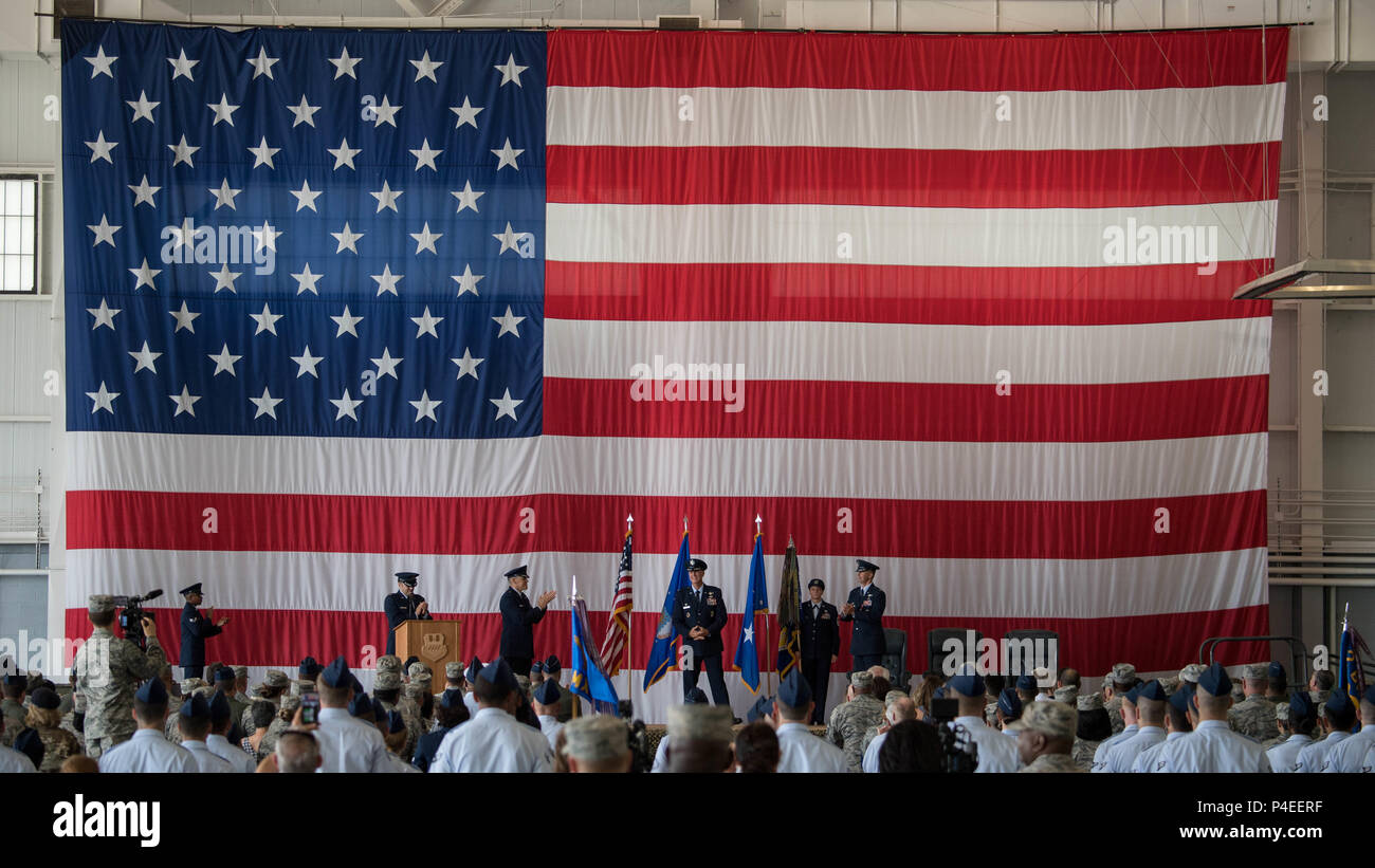 Col. Michael Miller, 2nd Bomb Wing commander, receives applause after ...