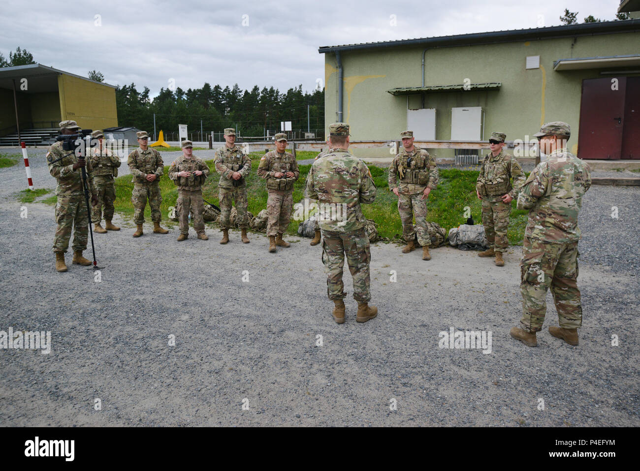U.S. Soldiers assigned to 7th Army Training Command (7th ATC) receive a ...
