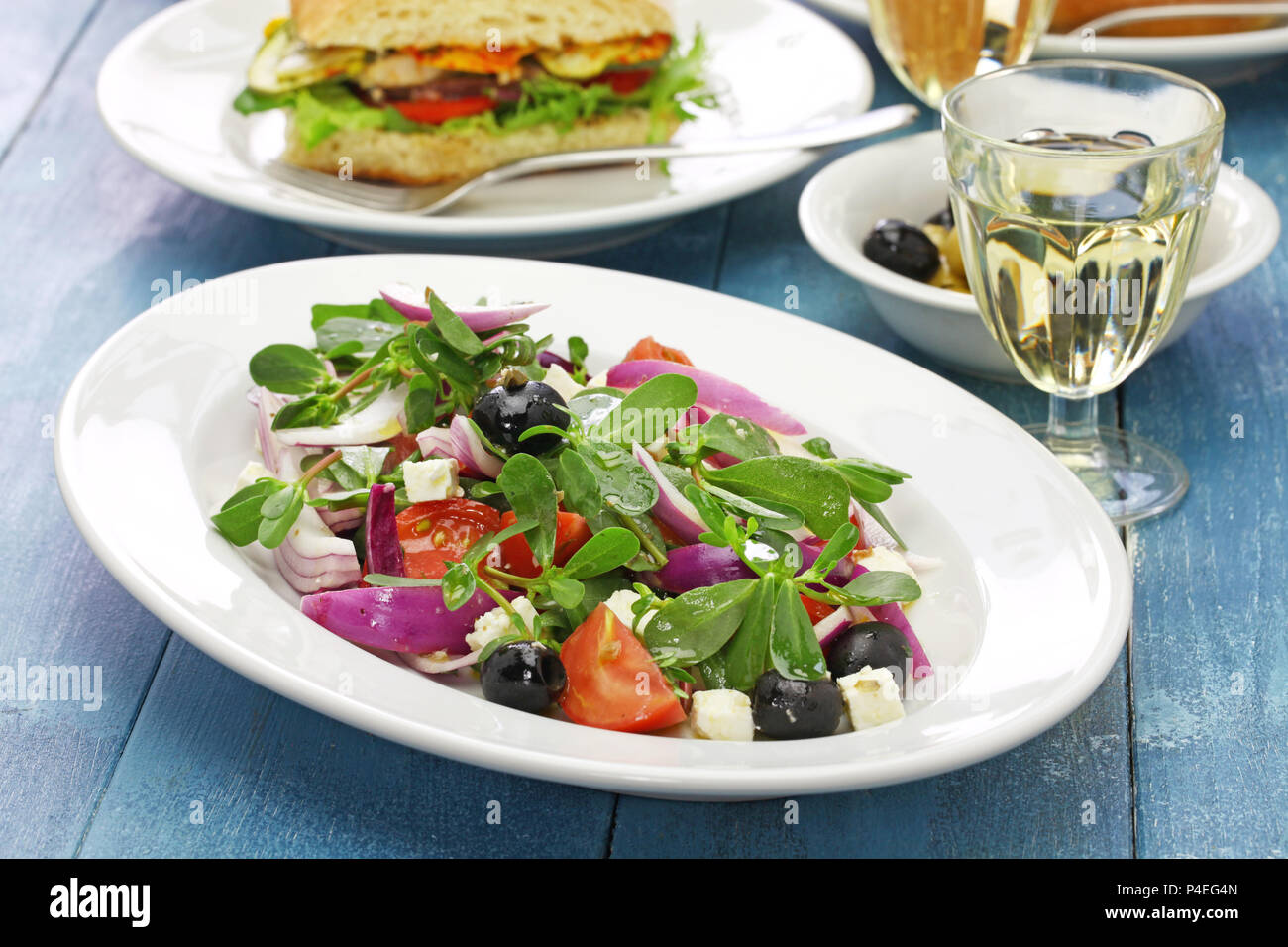 purslane salad, Greek cretan food Stock Photo - Alamy