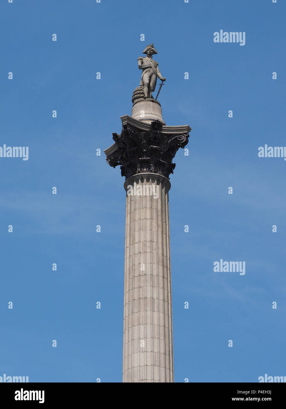 Nelson Column monument in Trafalgar Square in London, UK Stock Photo ...