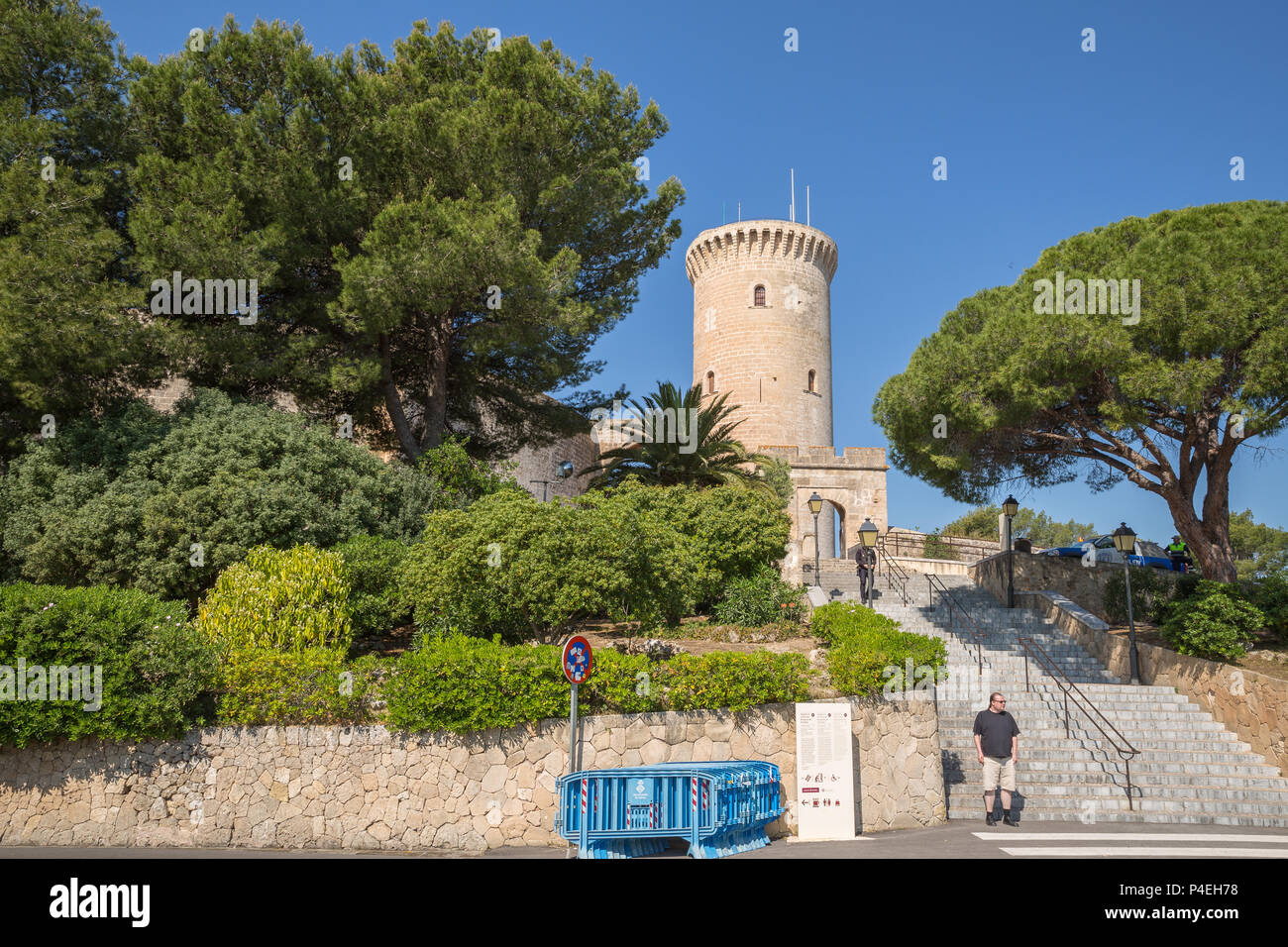 Old fortified castle high above Palma in Majorca Spain Stock Photo - Alamy
