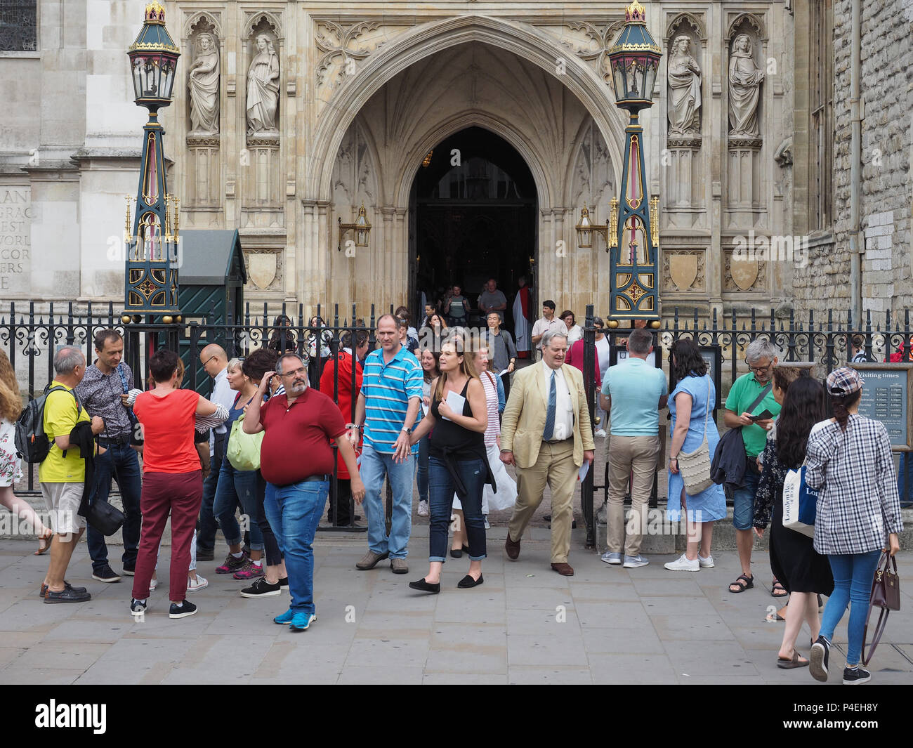 LONDON, UK - CIRCA JUNE 2018: People leaving the Evensong choral ...