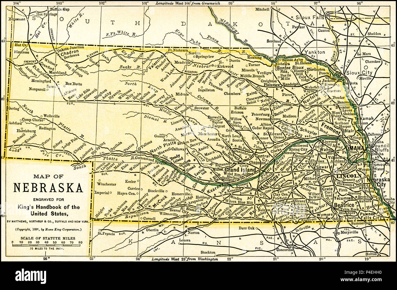 Old map of nebraska hi-res stock photography and images - Alamy