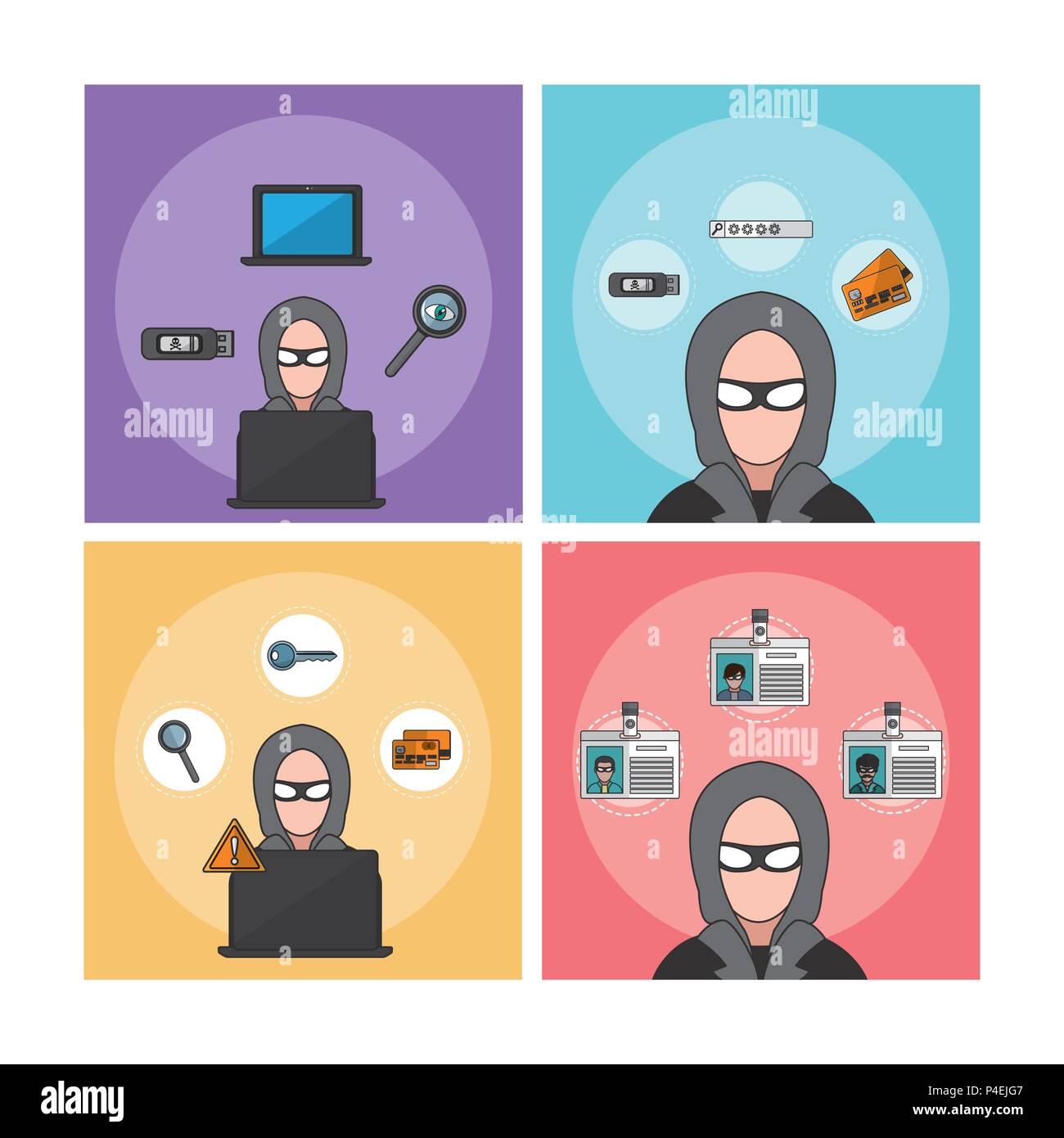 Set of hacker icons Stock Vector Image & Art - Alamy