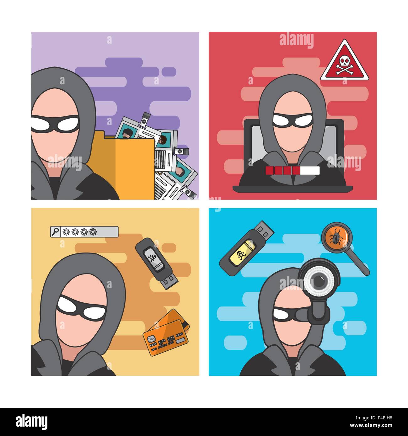 Set of hacker icons Stock Vector Image & Art - Alamy