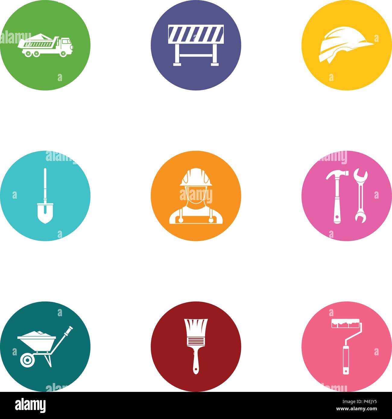 Working procedure icons set, flat style Stock Vector Image & Art - Alamy