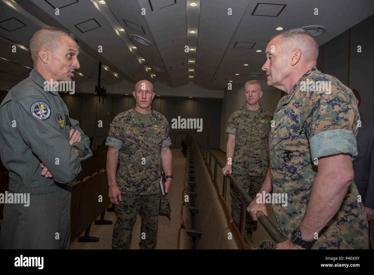 U.S. Marine Corps Col. Mark Palmer, left, commanding officer of Marine ...