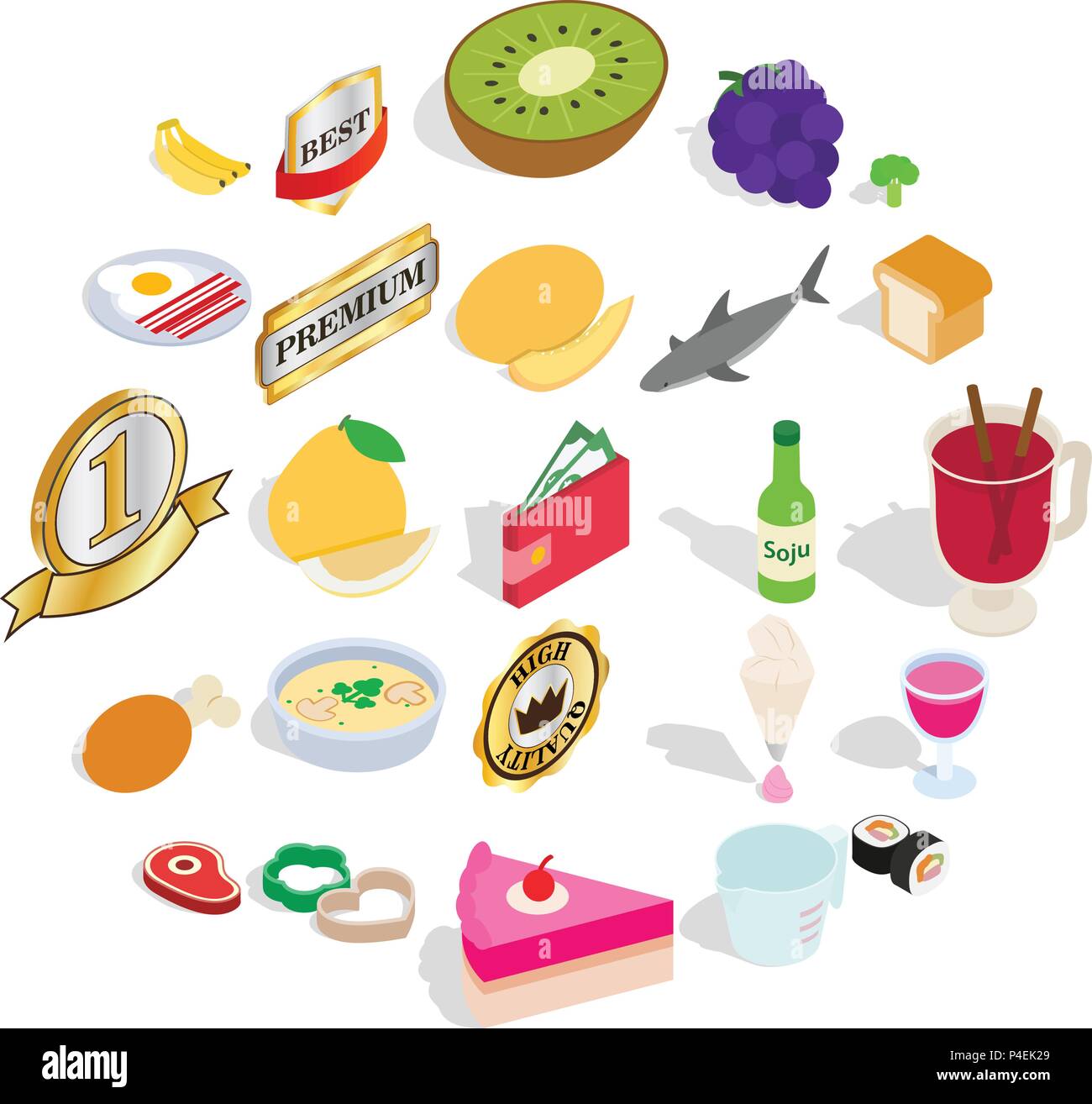 Buffet icons set, cartoon style Stock Vector Image & Art - Alamy