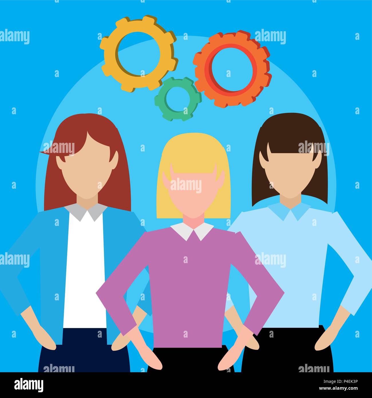 womens teamwork cartoon Stock Vector Image & Art - Alamy