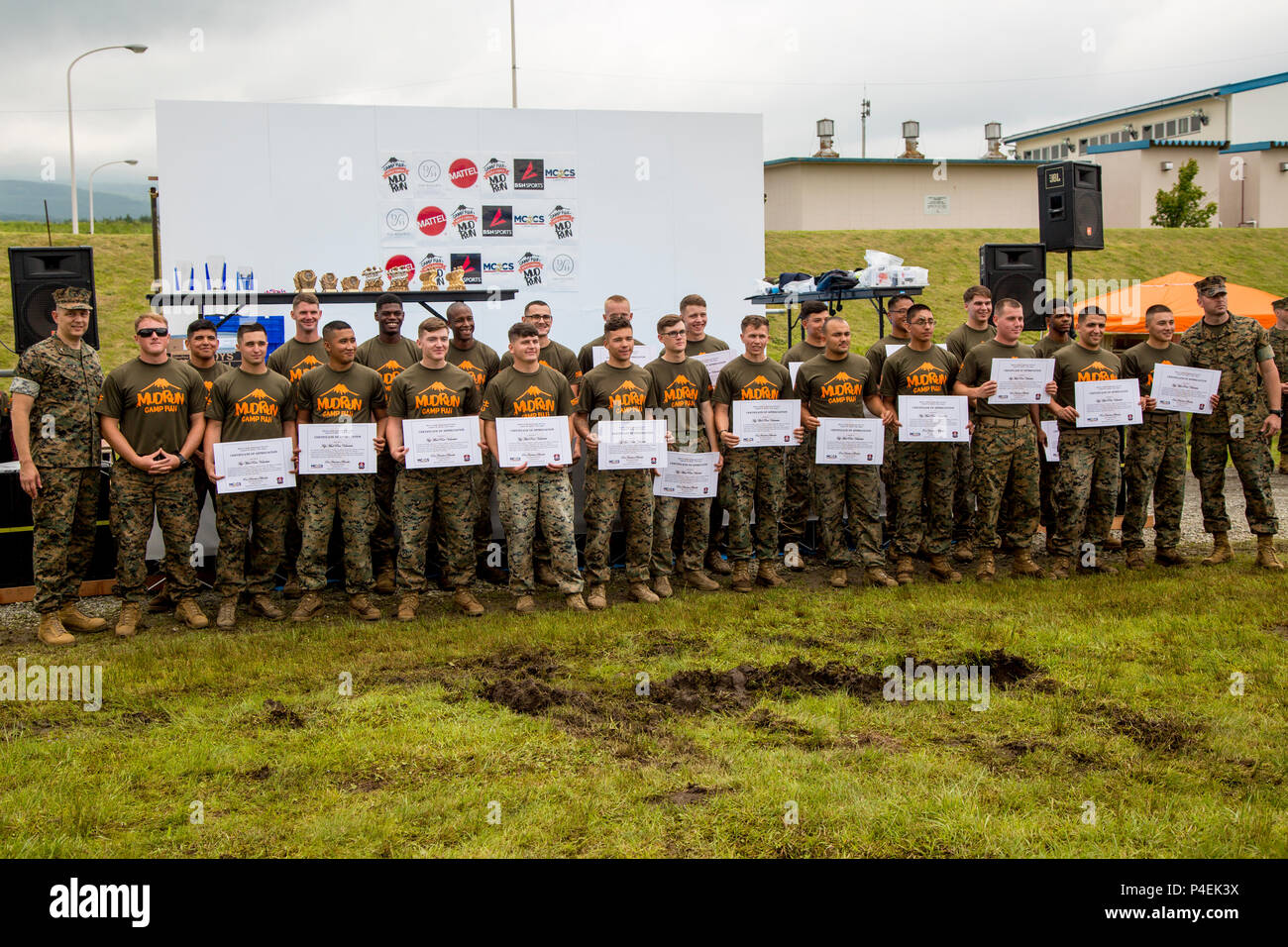 CAMP FUJI, SHIZUOKA, Japan- Marines pose for a photo after being ...