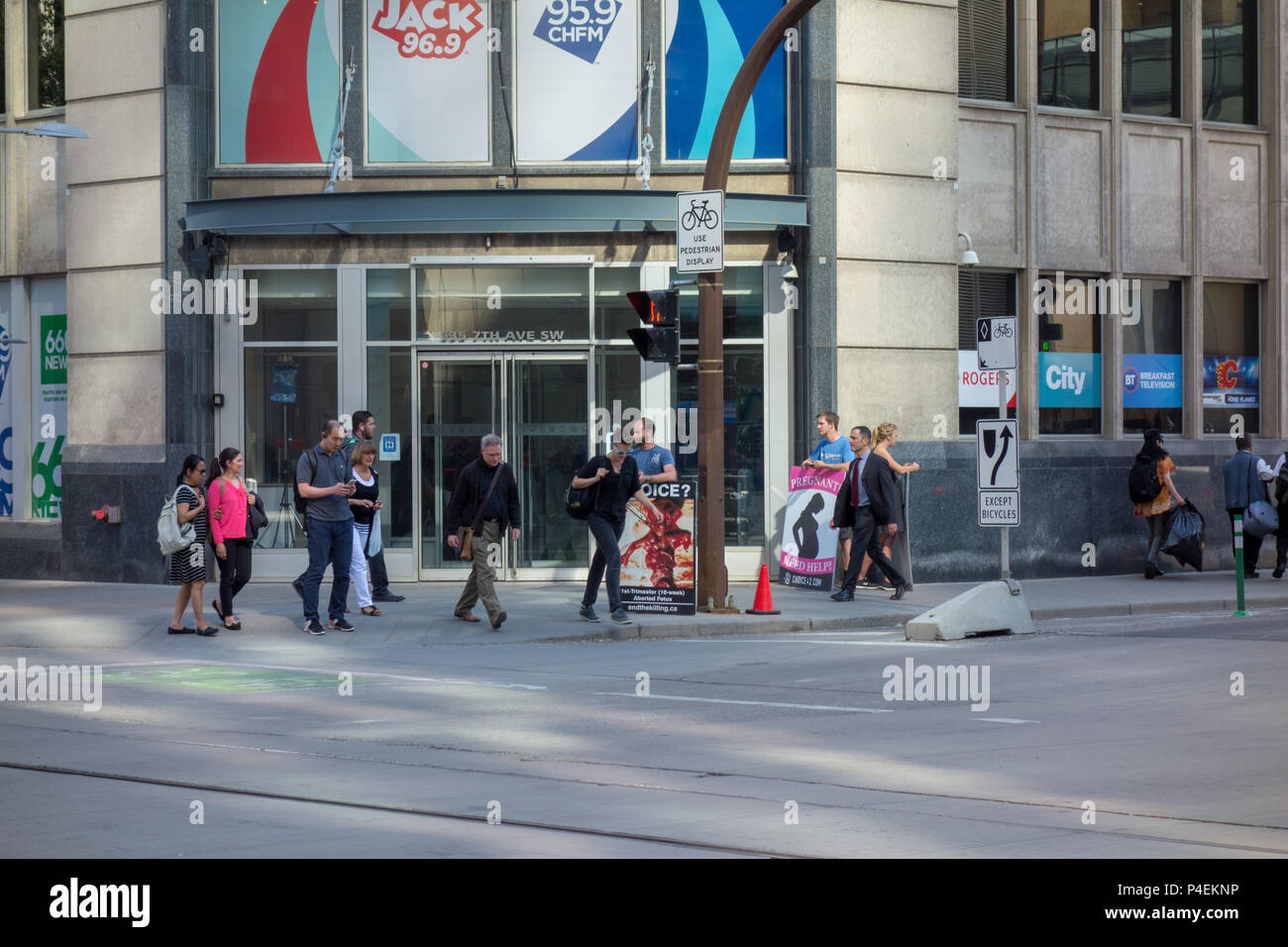 Pro Life demonstrators with signs in downtown Calgary Stock Photo - Alamy