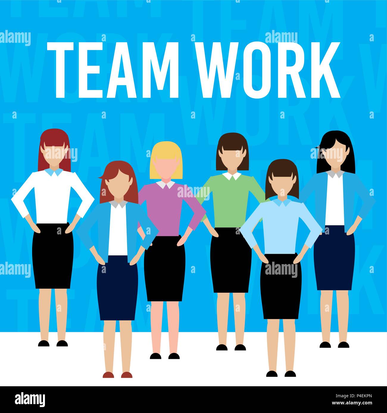 womens teamwork cartoon Stock Vector Image & Art - Alamy