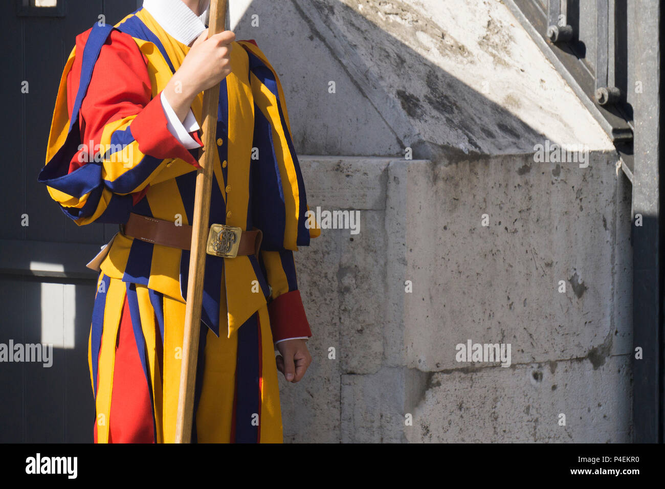 Pontifical Swiss Guard In His Traditional Uniform High Resolution Stock ...