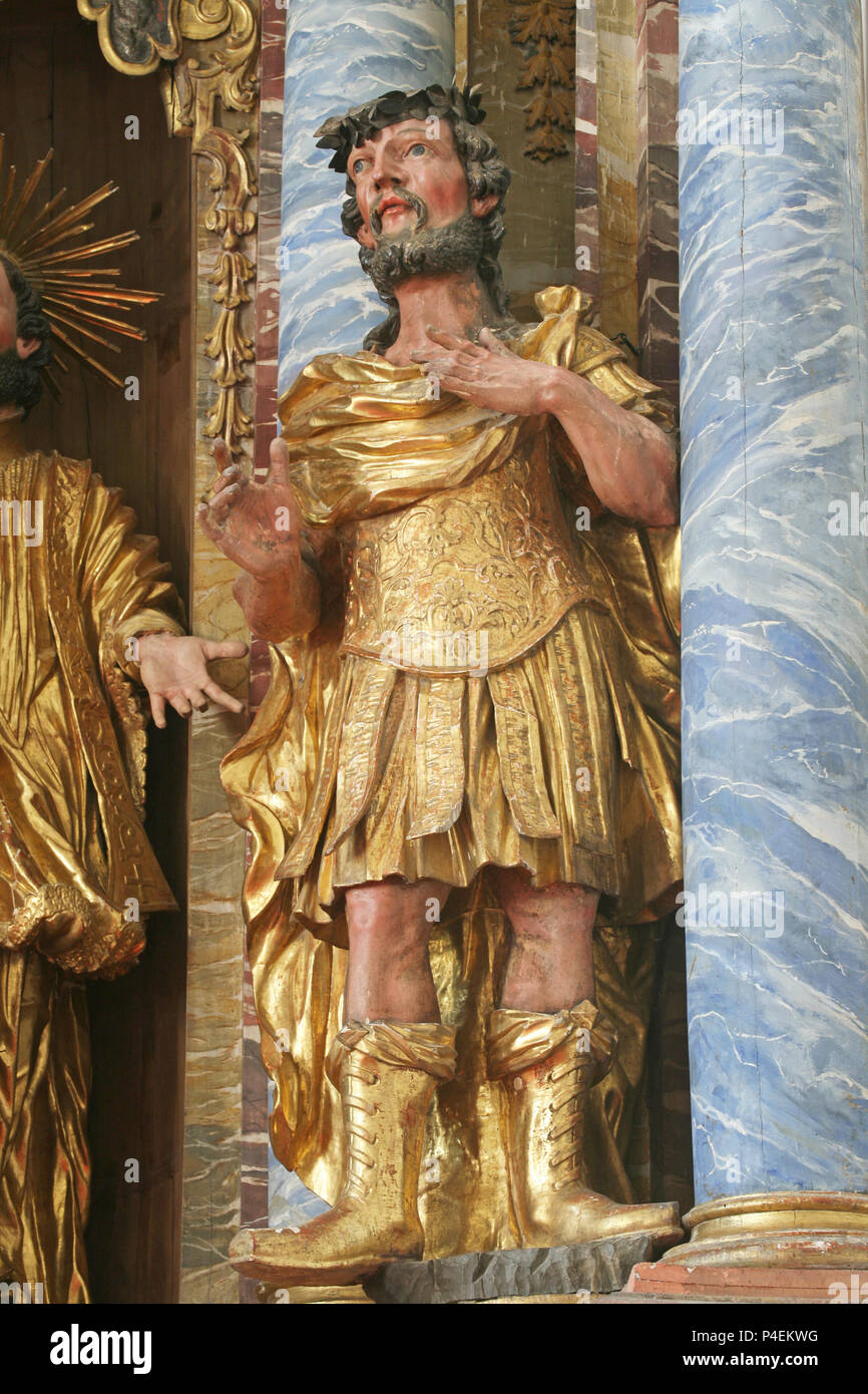 Saint Donatus, statue on altar in cahedral of Assumption in Varazdin ...