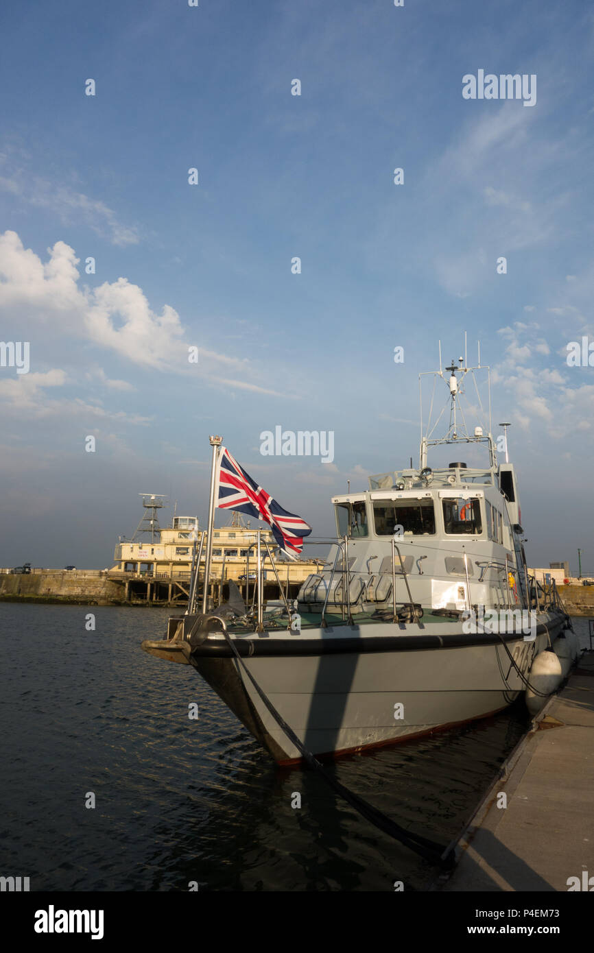 Bow view of the Union Jack flying on Archer Class Patrol Vessel HMS ...