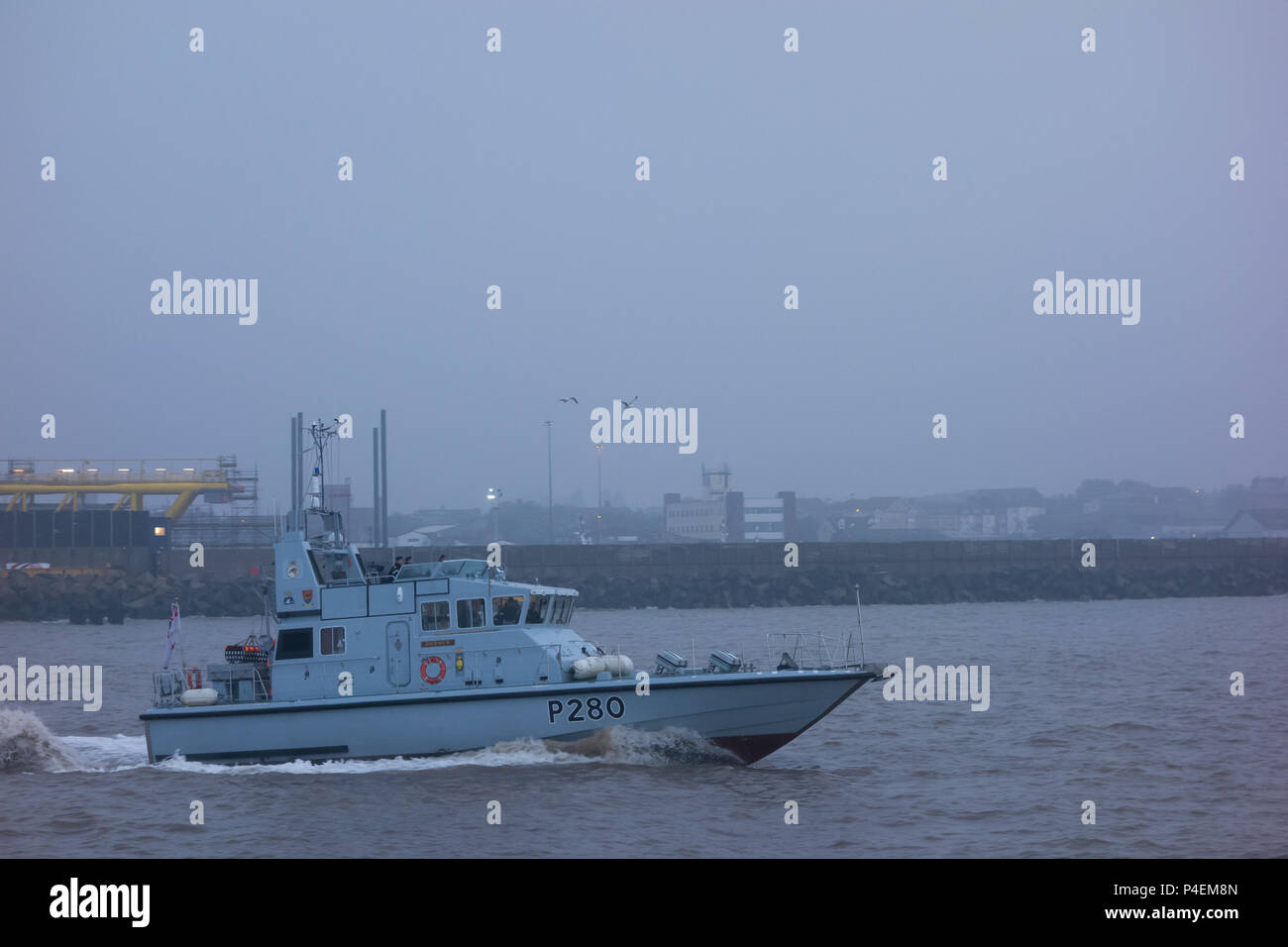 A Starboard side view of The Archer Class Patrol Vessel HMS Dasher P280 ...