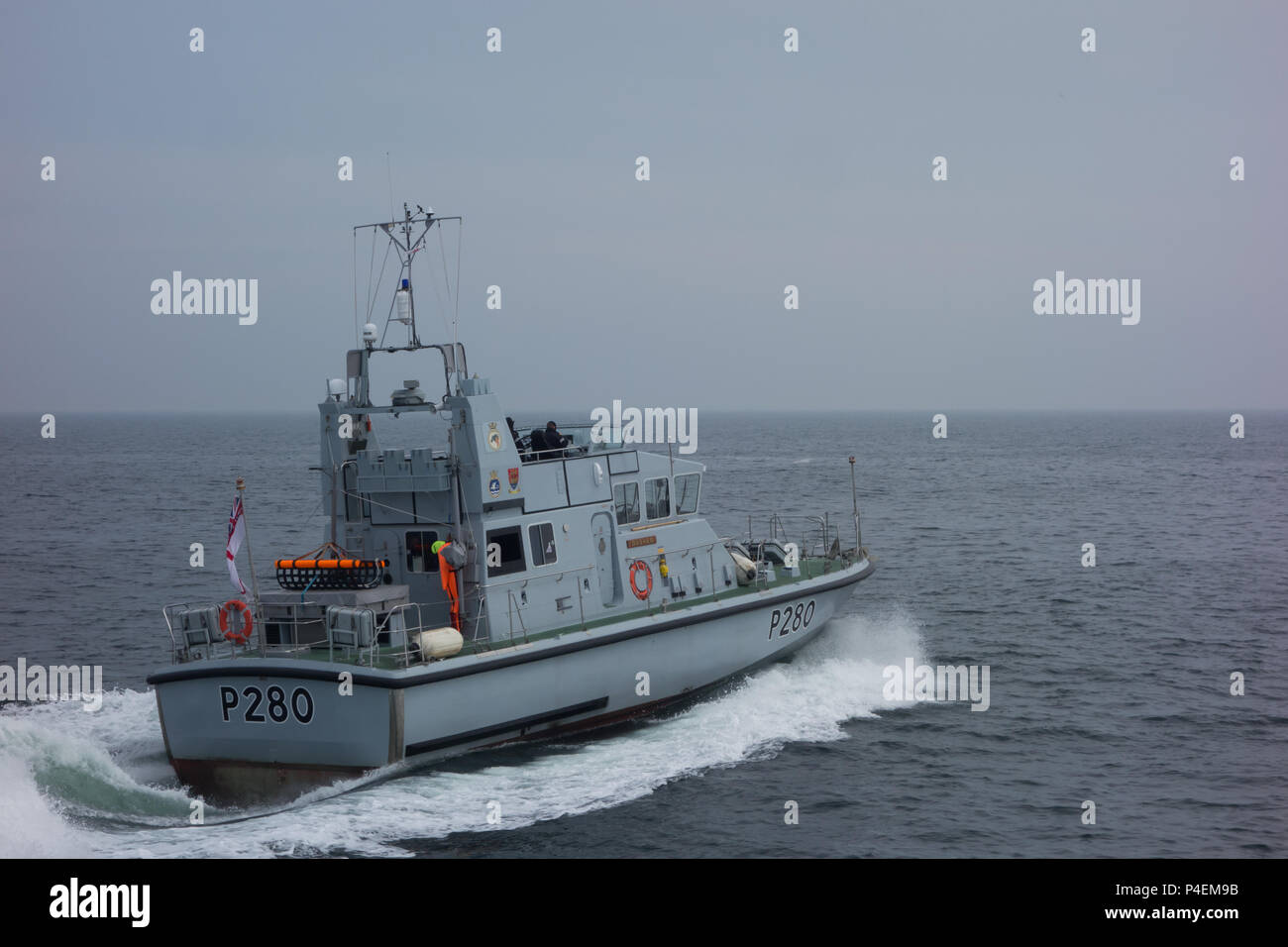 A Starboard side view of The Archer Class Patrol Vessel HMS Dasher P280 ...