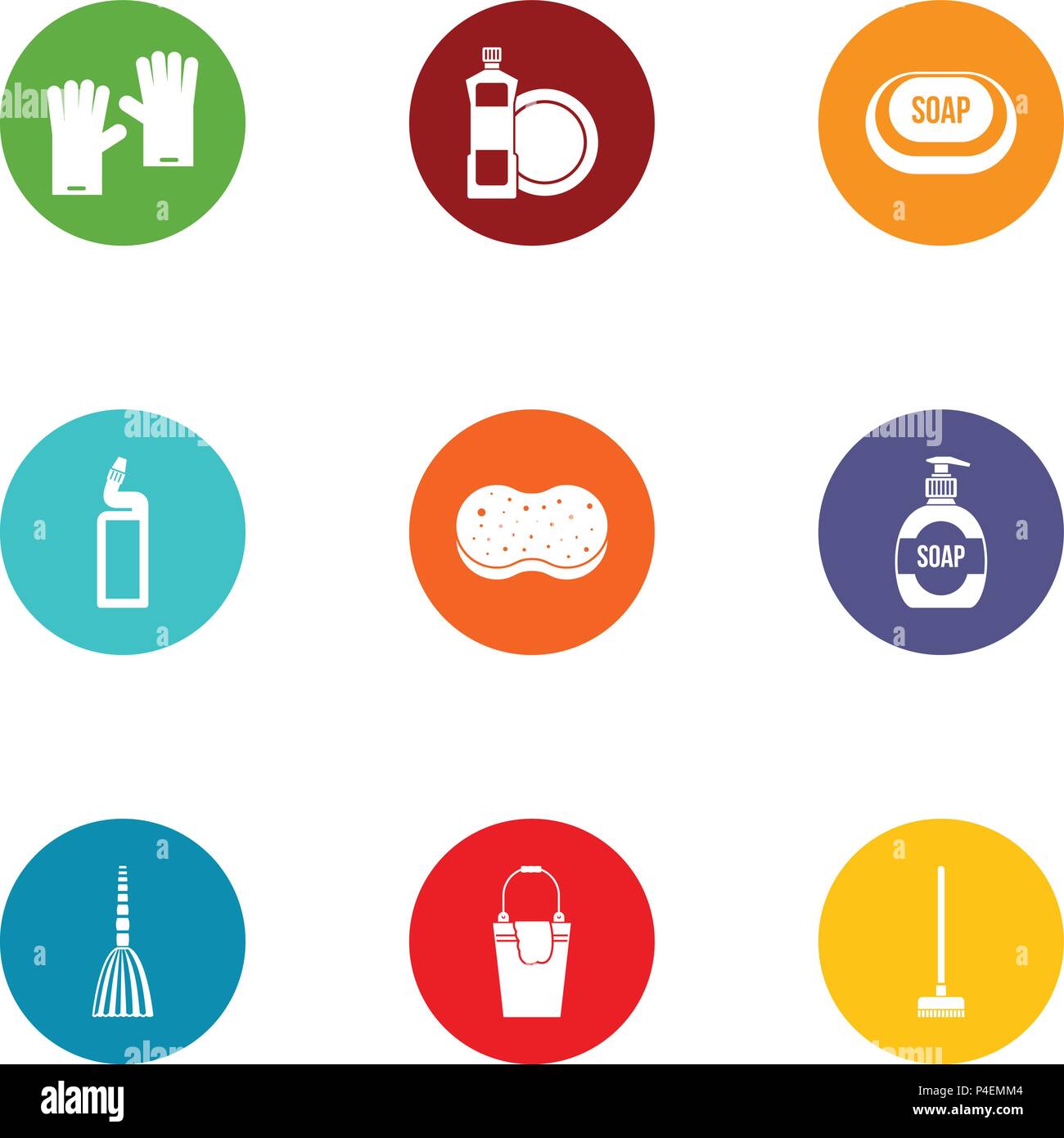 Clean icons set, flat style Stock Vector Image & Art - Alamy