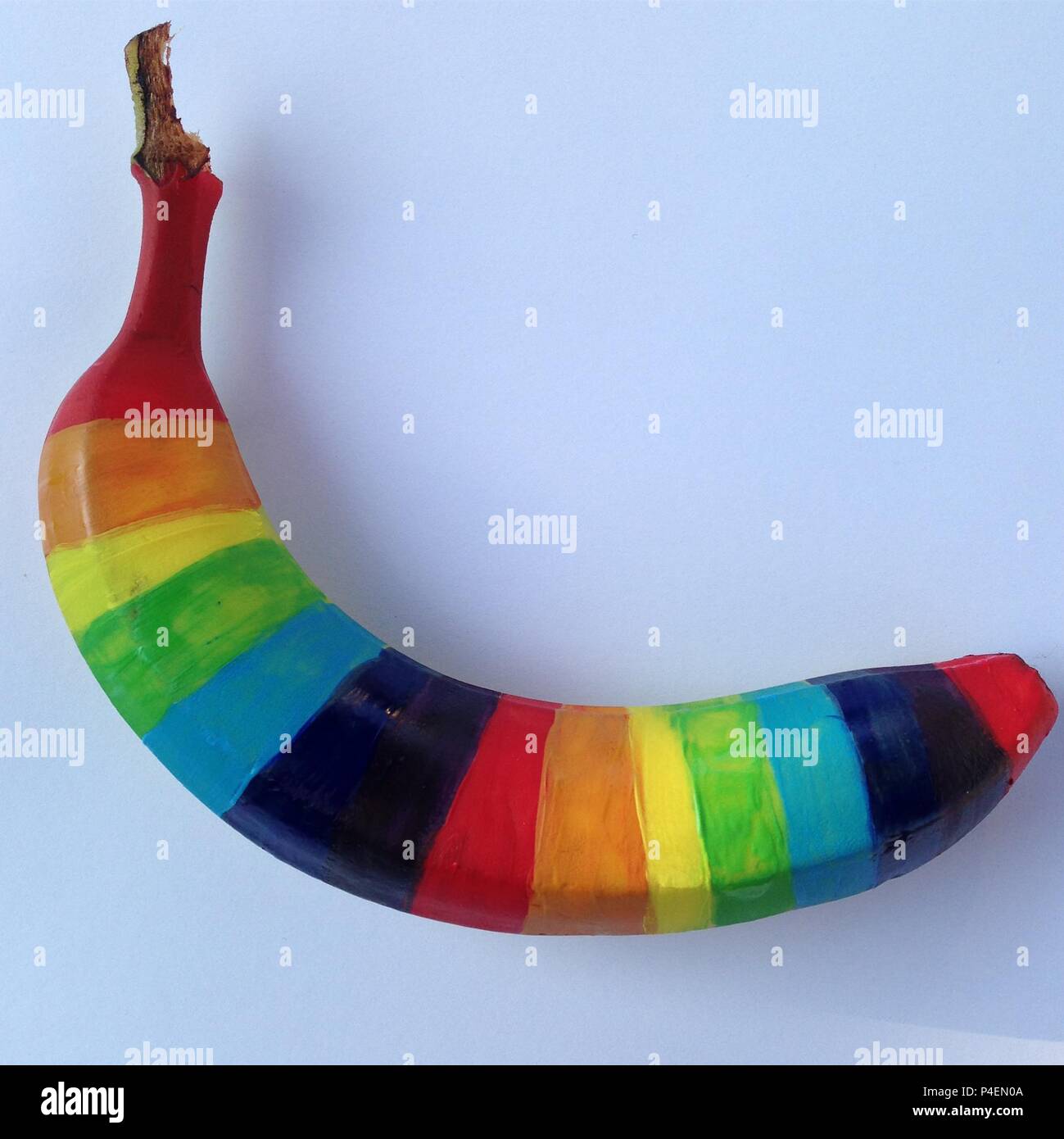 Multi-colored stripy banana Stock Photo - Alamy