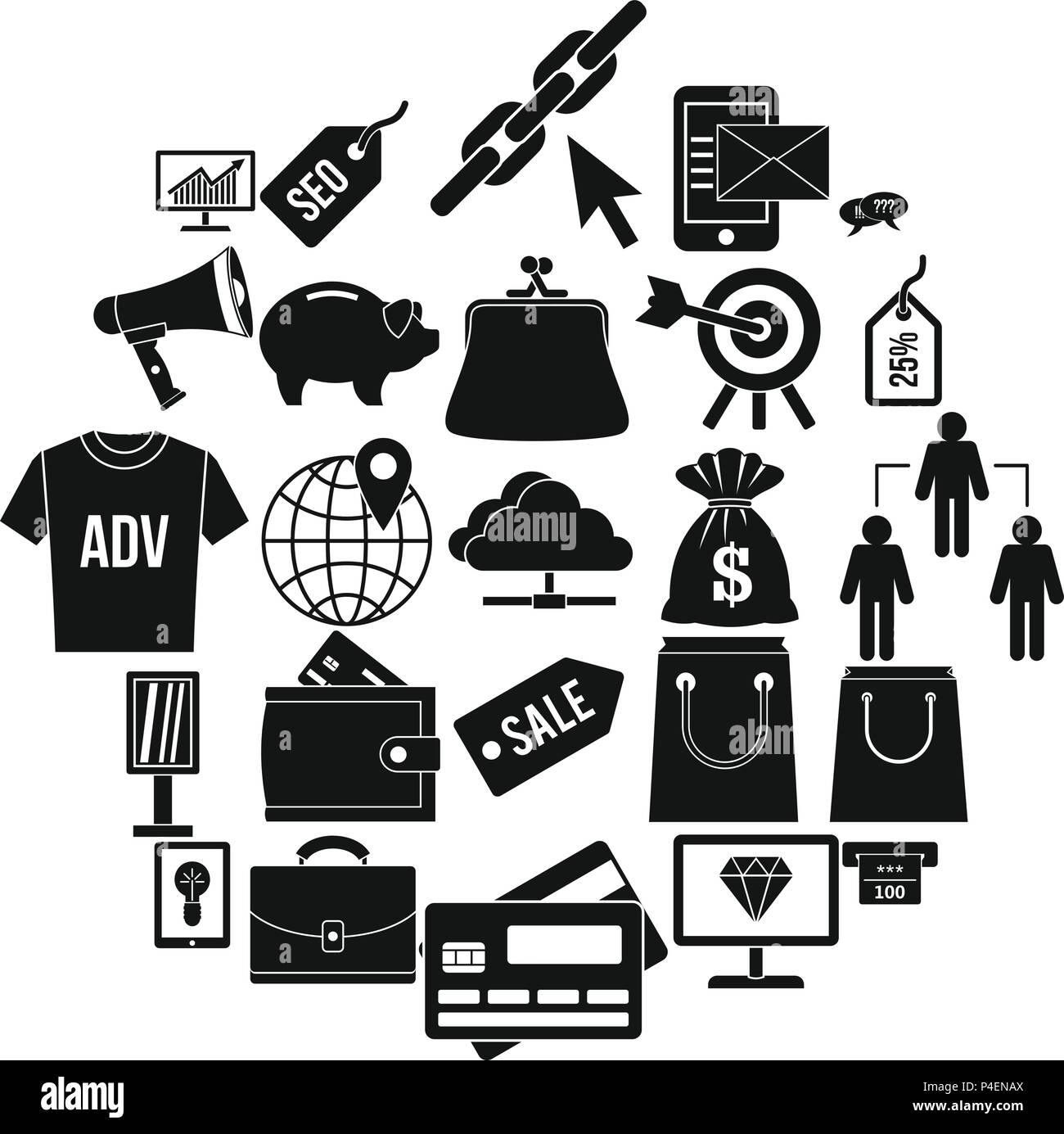 Commercially profitable icons set, simple style Stock Vector Image ...