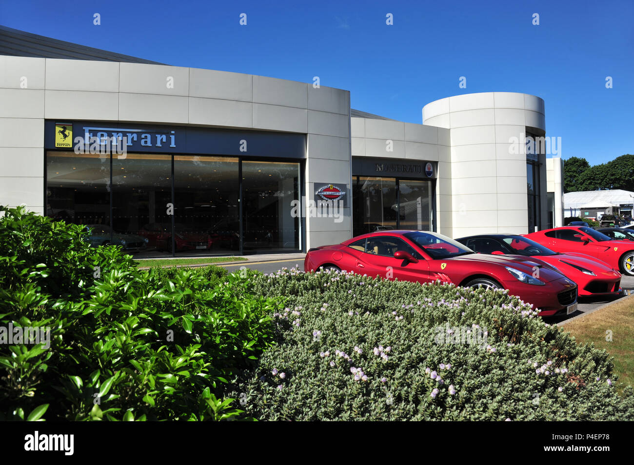 Some of the latest Ferrari cars on display at the Ferrari Dealership in ...
