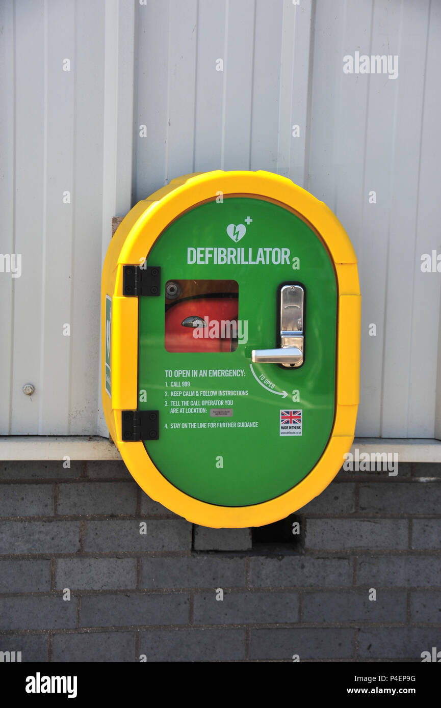 Life saving Defibrillator on the wall of the Audi Car Showroom Stock ...