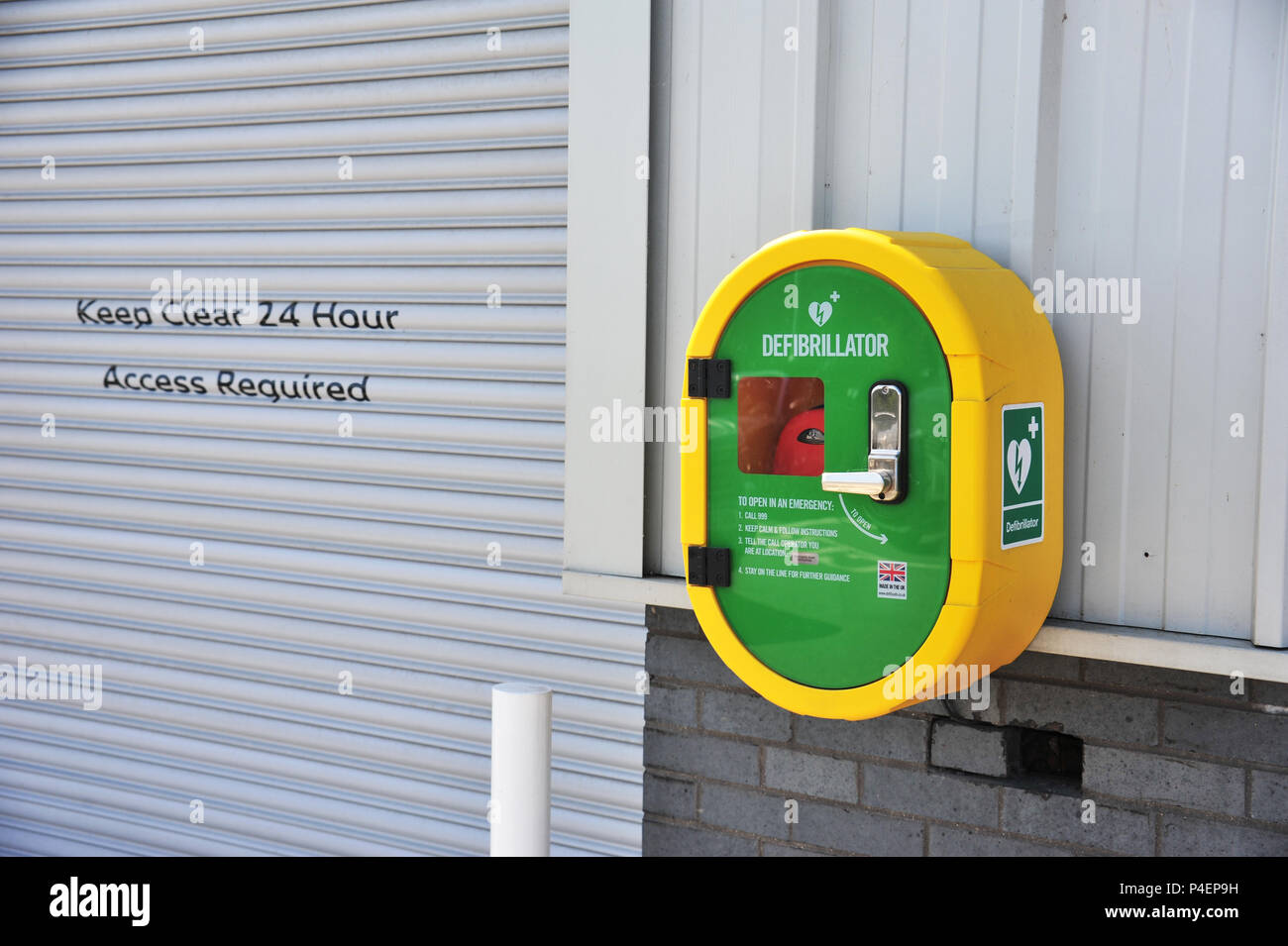 Life saving Defibrillator on the wall of the Audi Car Showroom Stock ...