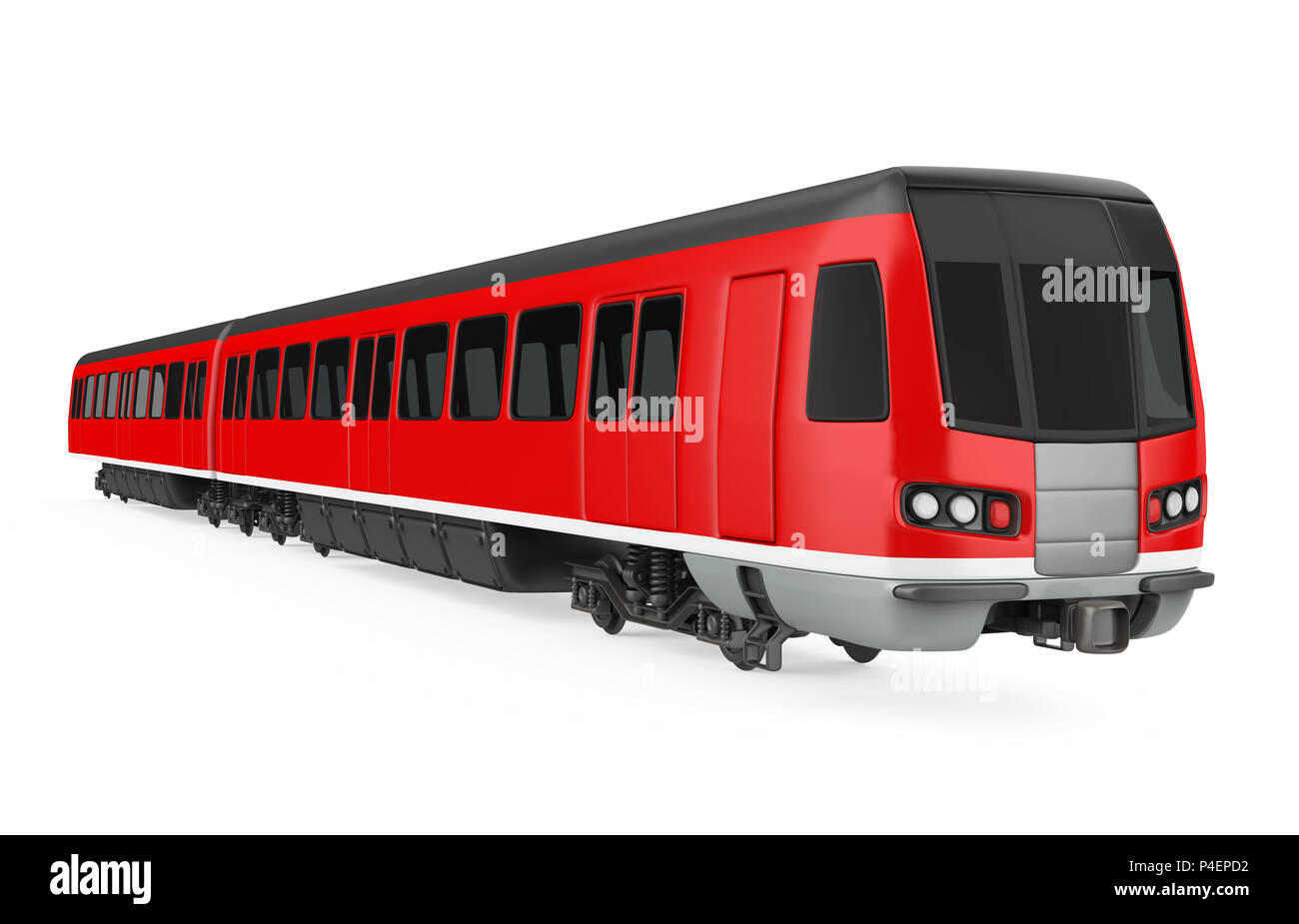 Red Commuter Train Isolated Stock Photo - Alamy