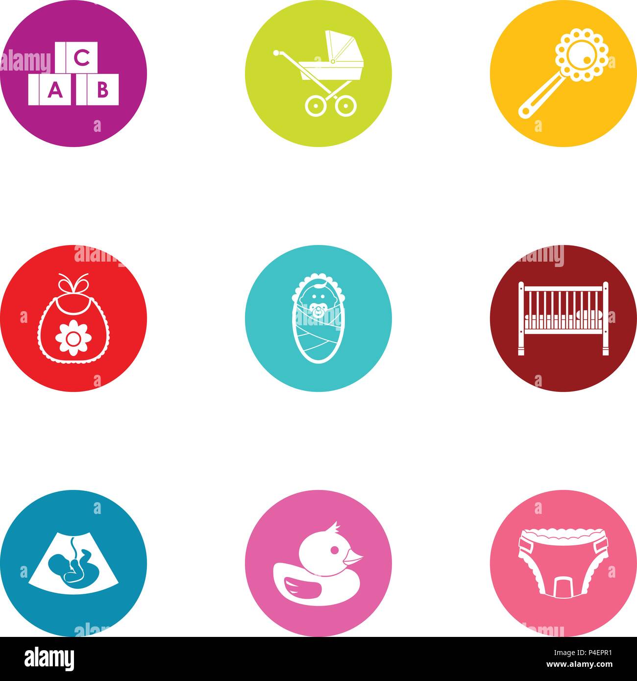 Children age icons set, flat style Stock Vector Image & Art - Alamy