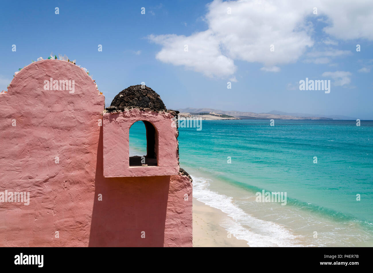 Architecture and the beach. Turquoise waters of the Atlantic Ocean and ...