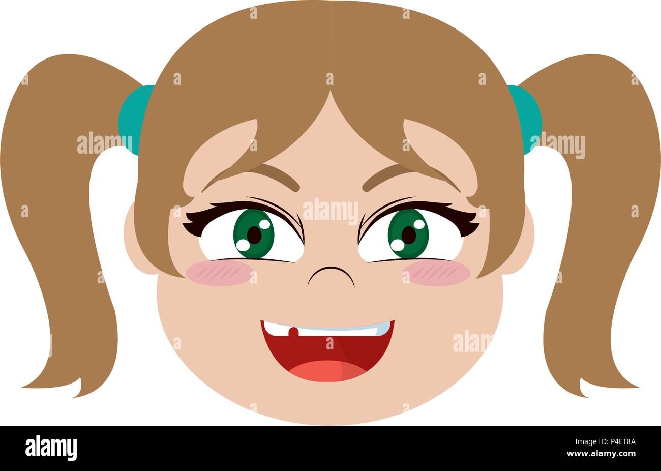 happy child girl head with hairstyle Stock Vector Image & Art - Alamy