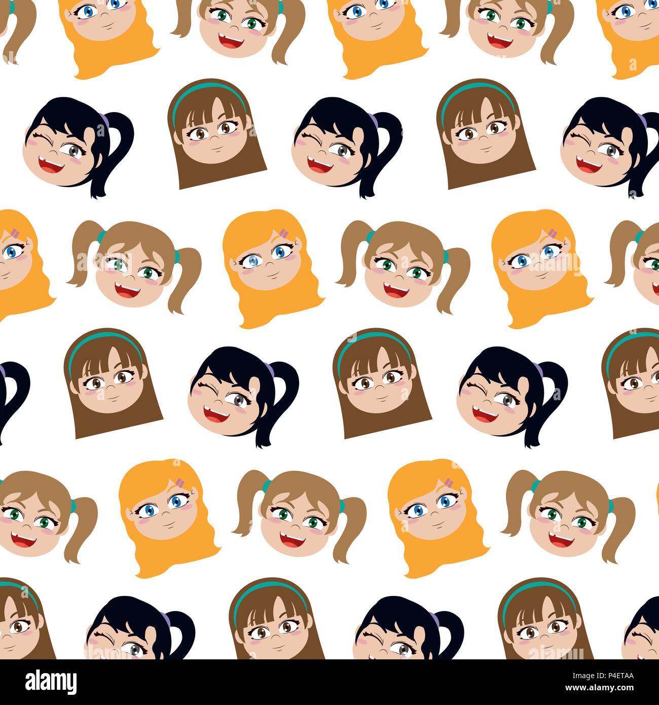 cute girl head with hairstyle background Stock Vector Image & Art - Alamy