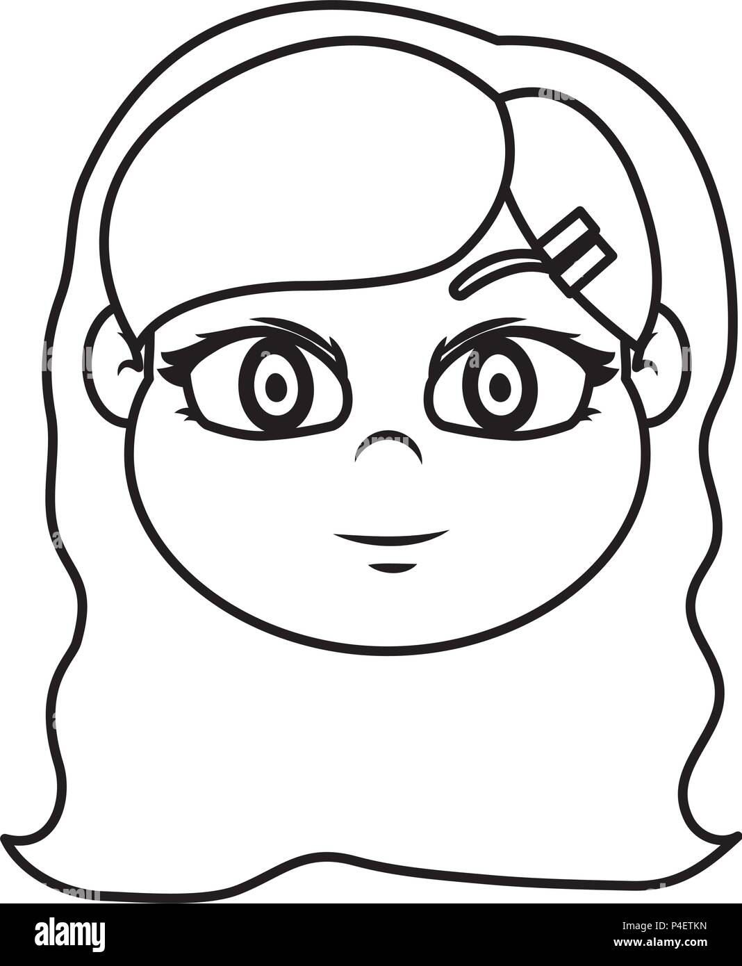 line pretty child girl head with hairstyle Stock Vector Image & Art - Alamy