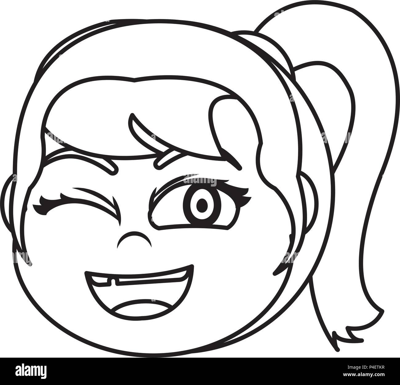 line funny child girl head with hairstyle Stock Vector Image & Art - Alamy